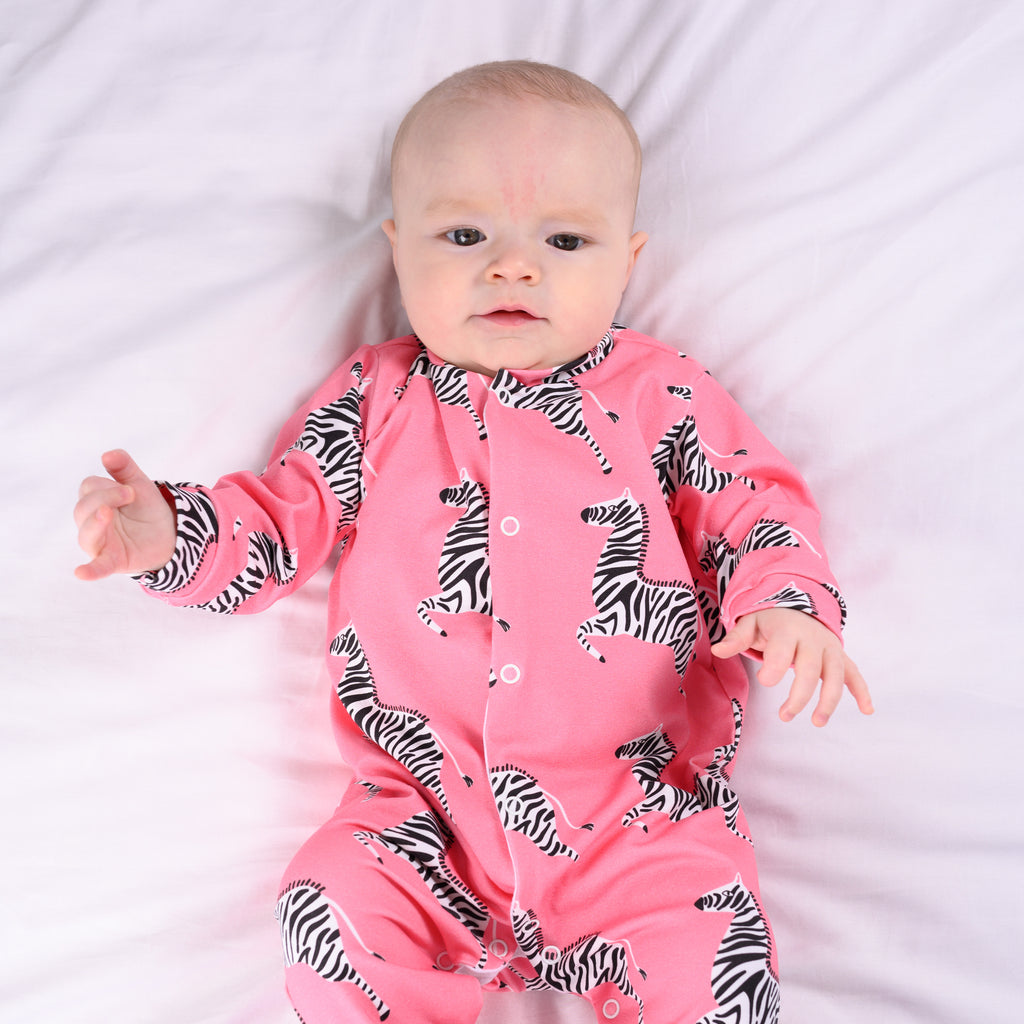Lux Pink Zebra print cotton sleepsuit – Fred & Noah